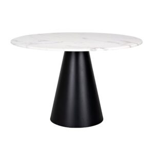 Masa dining alb/negru din lemn si metal 130x130 Tablo - Mobilier ...