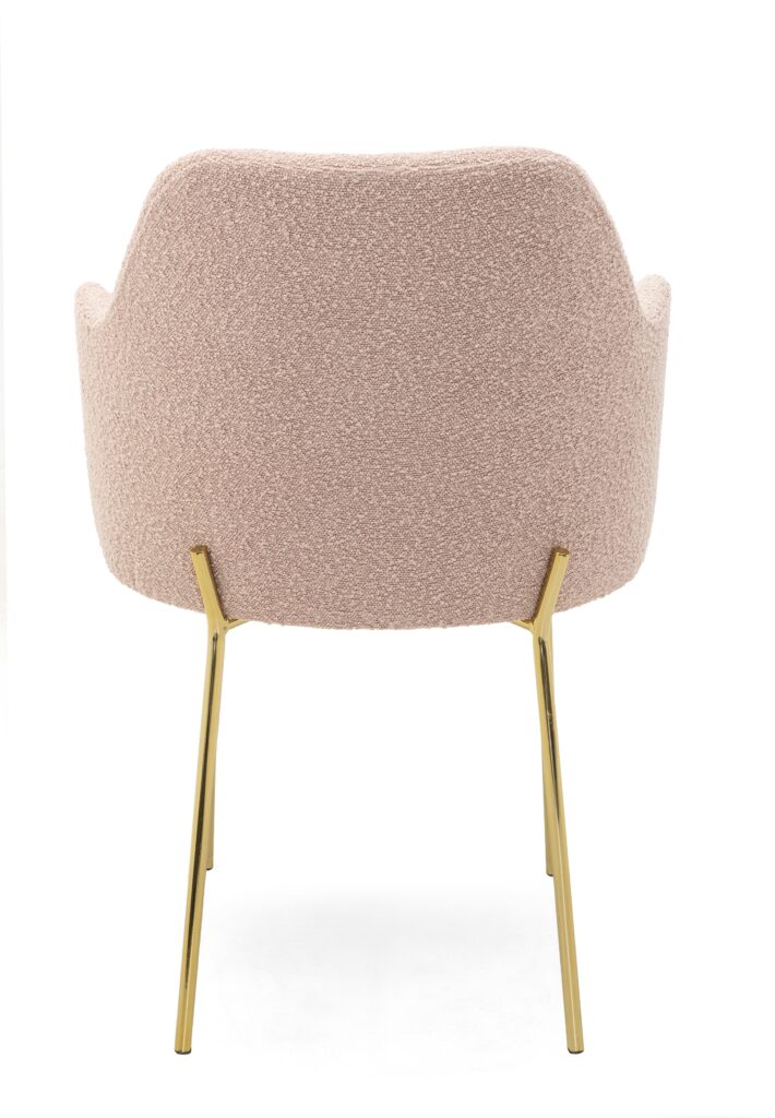 Scaun dining roz prafuit din tesatura boucle Caprice