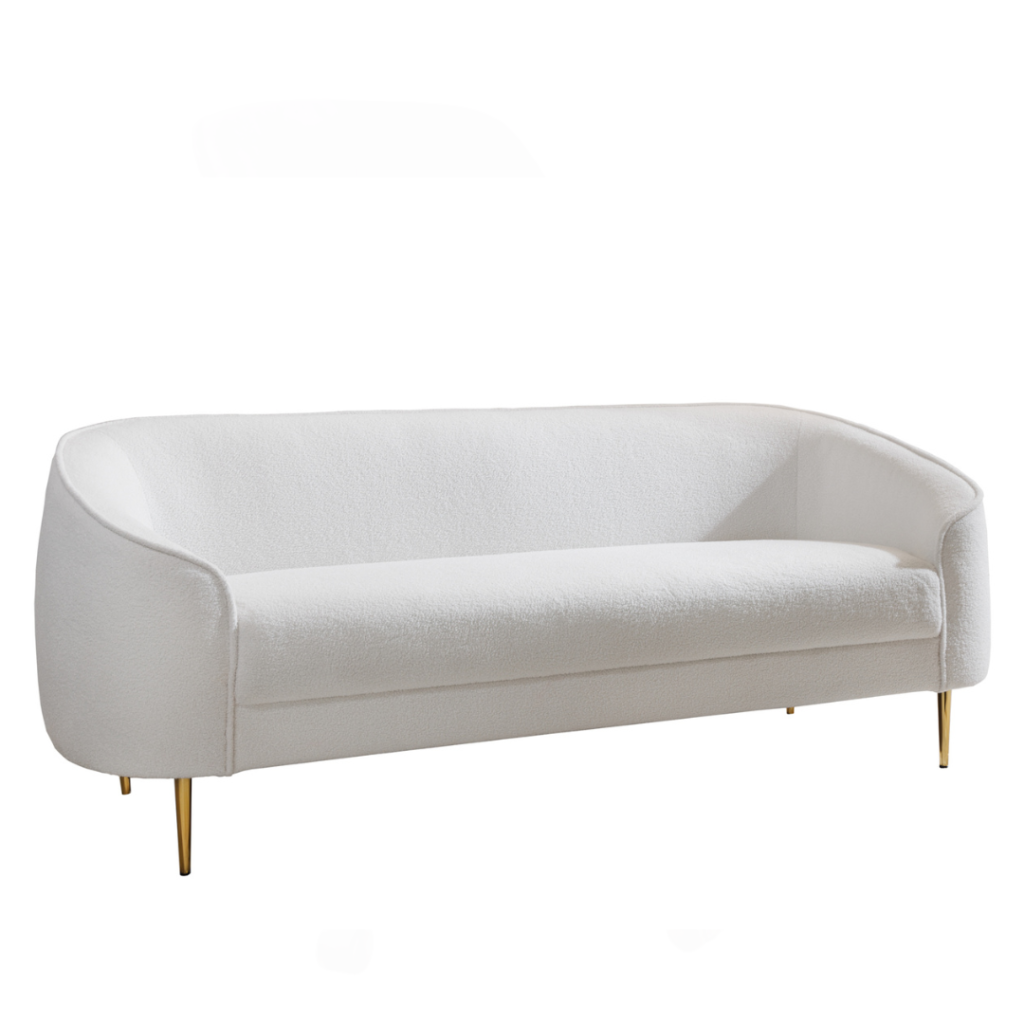 Canapea alba din tesatura boucle Snow White