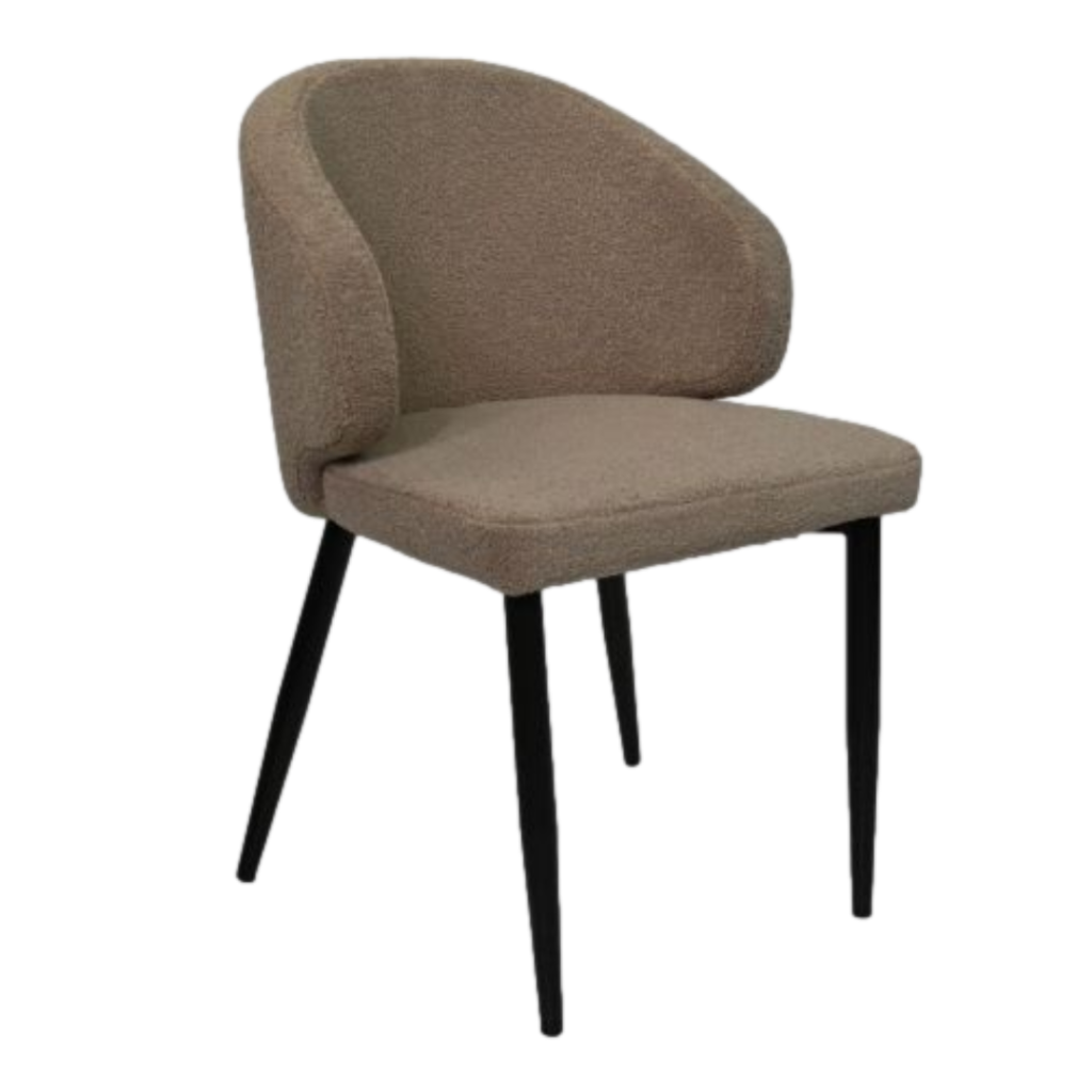 Set 2 scaune dining bej din tesatura boucle Yuna